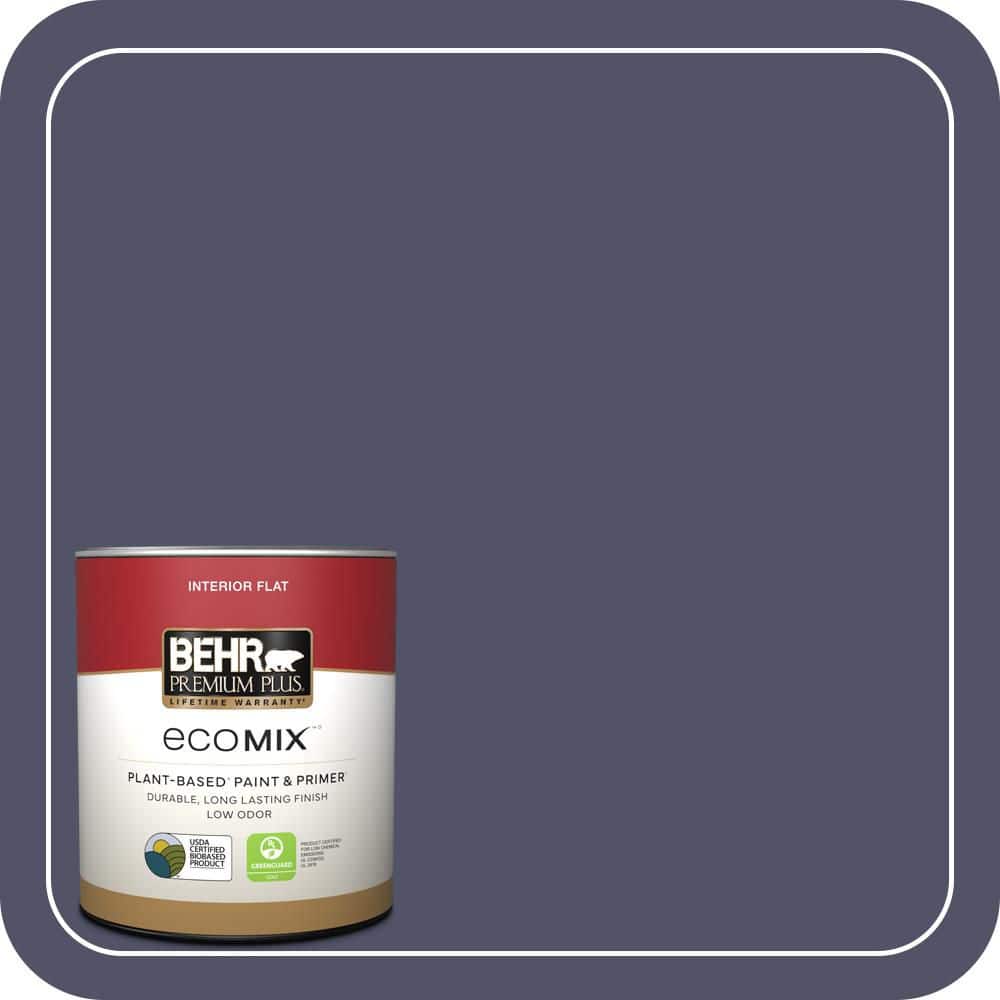 BEHR PREMIUM PLUS 1 qt. #640F-7 Academy Purple Flat EcoMix Plant-Based Interior Paint & Primer ...