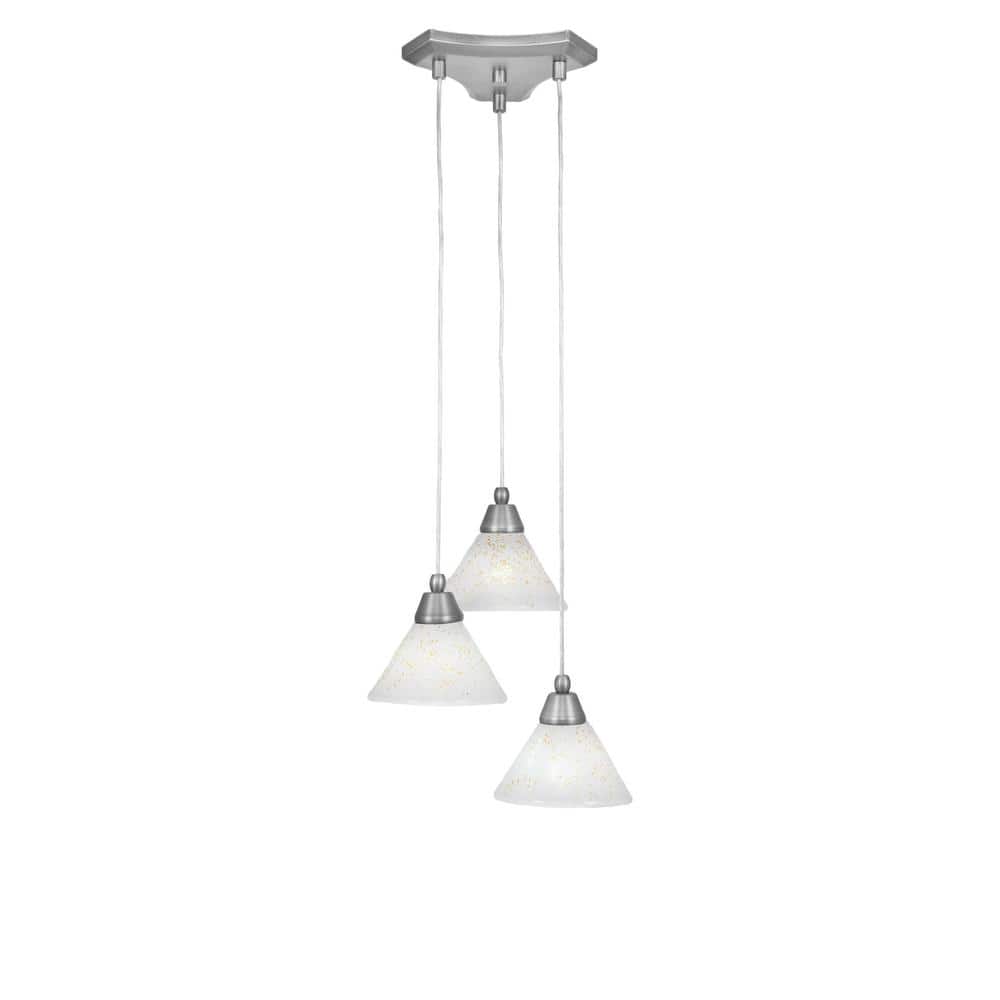Condor 3 Light Brushed Nickel, Cluster Pendant Light with 7 in. Gold ...
