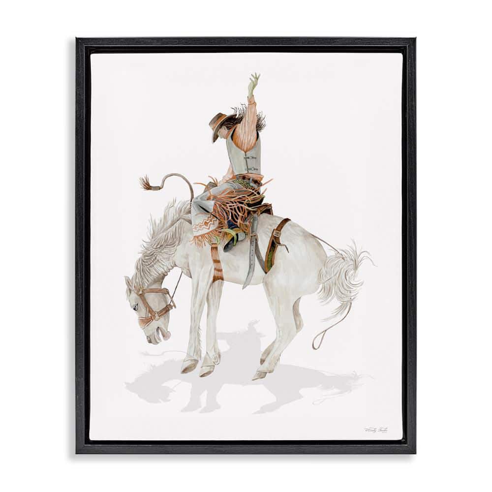Stupell Industries Cowgirl on Rearing Horse by Cindy Jacobs Black ...