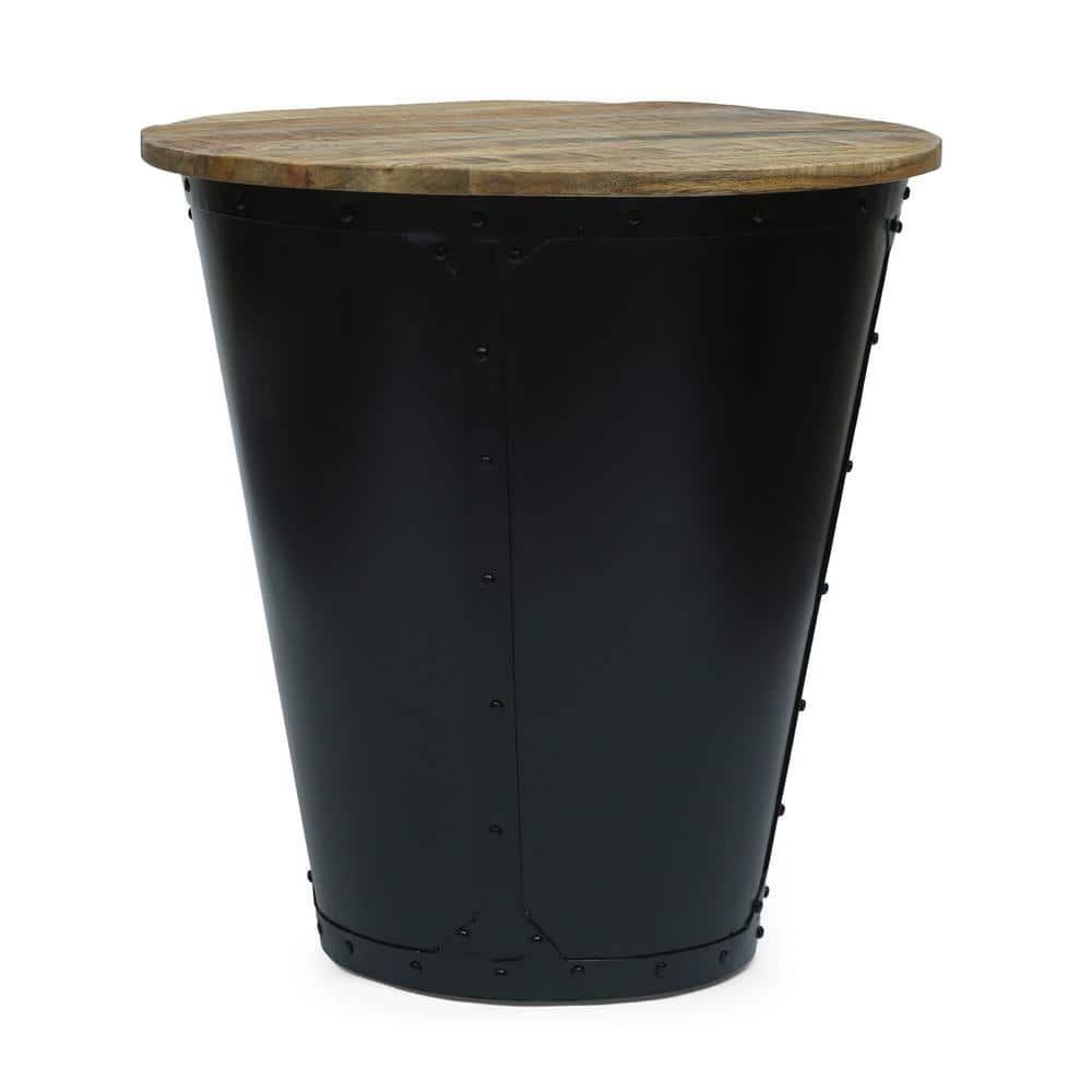 Noble House Larslan Natural and Black Handcrafted Side Table 105864 ...