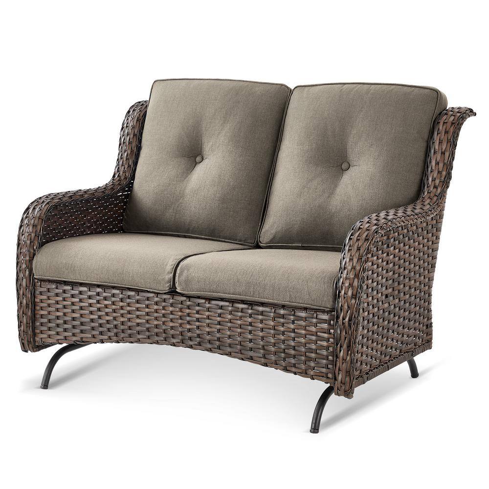Pocassy 2-Person Wicker Outdoor Patio Glider Couch with Deep Seating ...