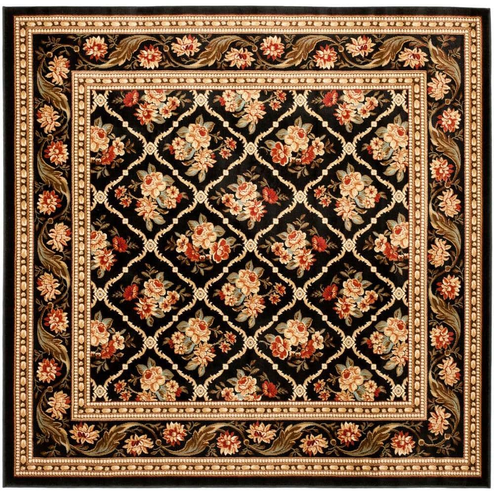 SAFAVIEH Lyndhurst Black 7 ft. x 7 ft. Square Border Area Rug LNH556 ...