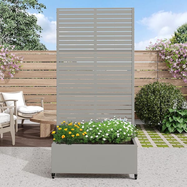 PexFix 72 in. H x 35 in. W Rectanglar Grey Outdoor Metal Privacy Screen ...