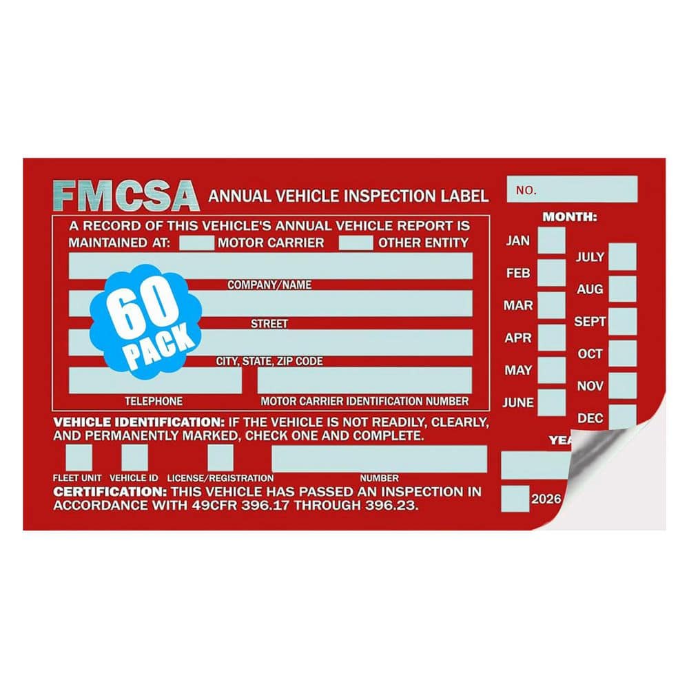 60 Pack Exterior Annual Vehicle Inspection Labels 6 x 3.5 in. Aluminum ...