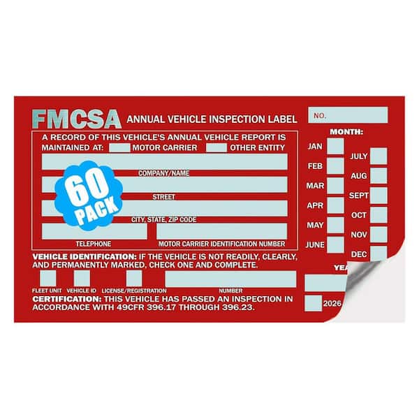 60 Pack Exterior Annual Vehicle Inspection Labels 6 x 3.5 in. Aluminum ...