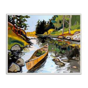 Stupell Industries Canoe Through River by Adam Swanson Gray Framed ...