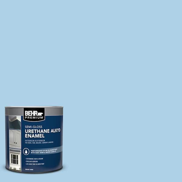 BEHR PREMIUM 1 qt. #560A-3 Utah Sky Semi-Gloss Enamel Urethane Alkyd ...