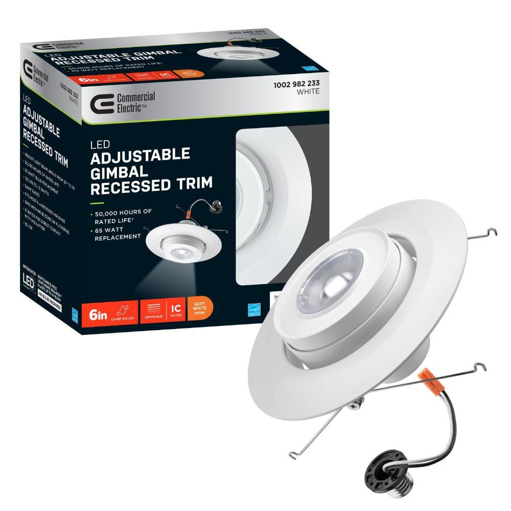 Commercial Electric 6 in. Gimbal Light Adjustable Beam Angle Bulb ...