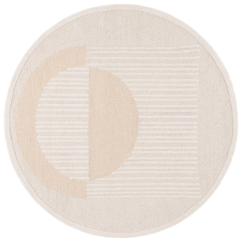 SAFAVIEH Rodeo Drive 6 ft. x 6 ft. Ivory/Beige Solid Striped Geometric ...