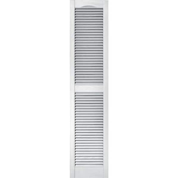 Builders Edge 14.5 in. x 67 in. Louvered Vinyl Exterior Shutters Pair ...