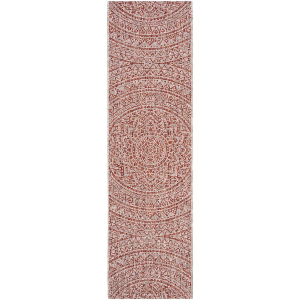 SAFAVIEH Courtyard Light Beige/Terracotta 2 ft. x 8 ft. Border Indoor ...