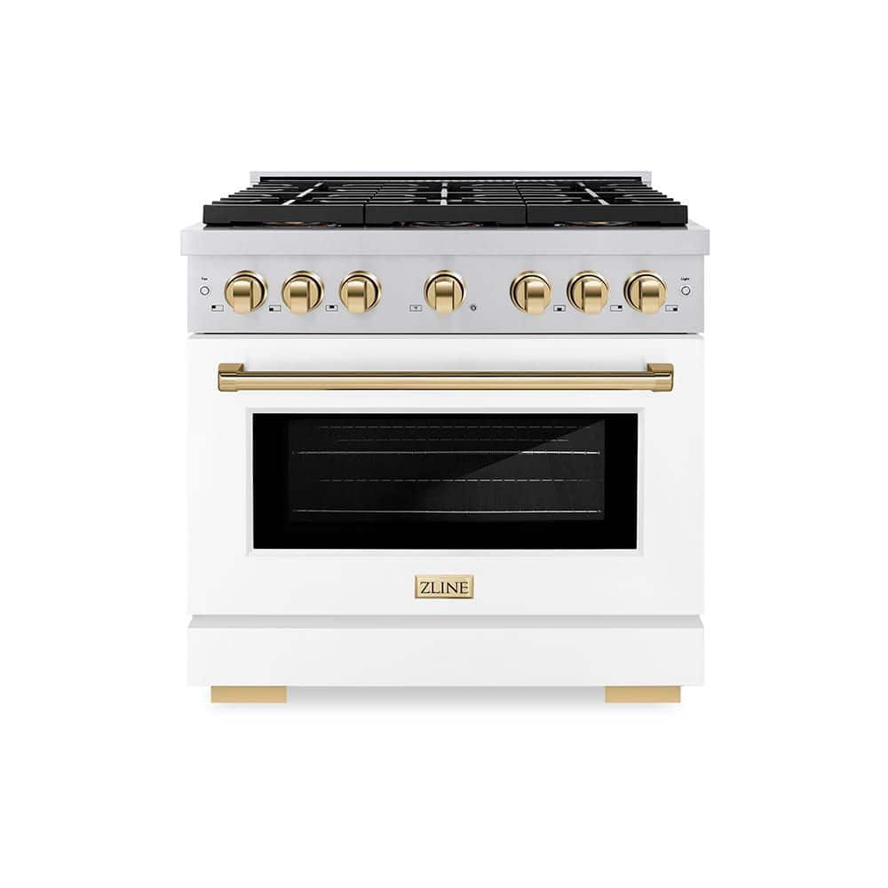 ZLINE Kitchen and Bath Autograph 36 in. 5.2 cu. ft. Paramount Gas Range ...