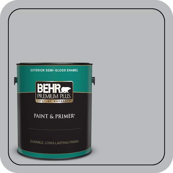 BEHR PREMIUM PLUS 1 gal. #PPU18-05 French Silver Semi-Gloss Enamel ...