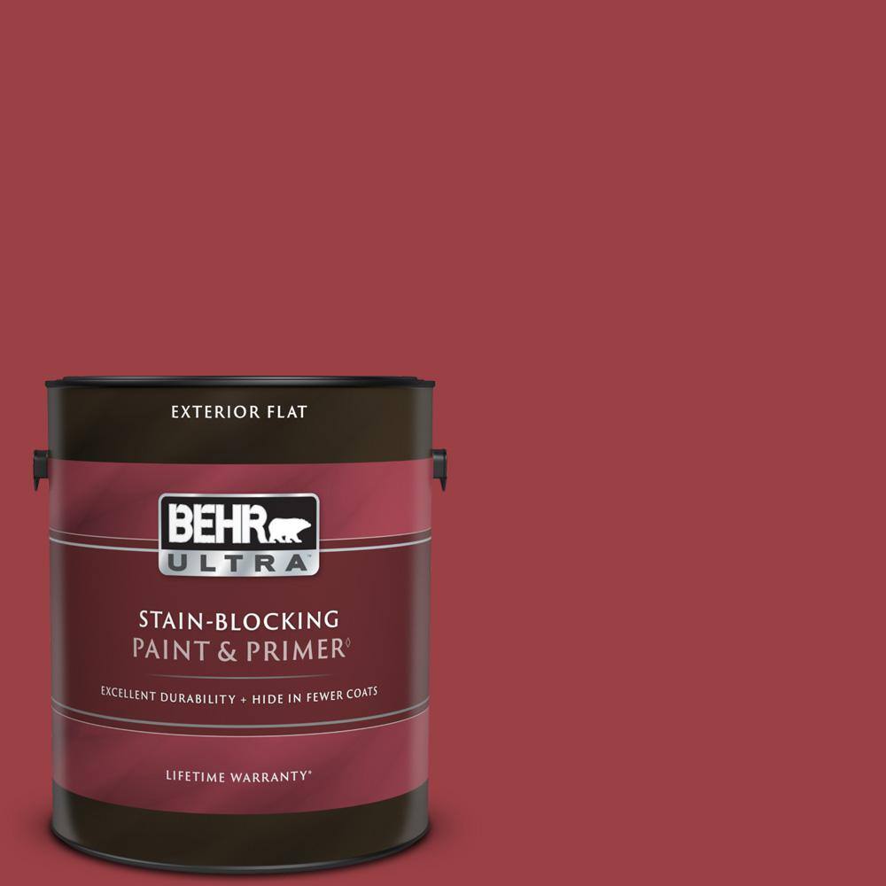 BEHR ULTRA 1 gal. #QE-06 Reddest Red Flat Exterior Paint & Primer ...