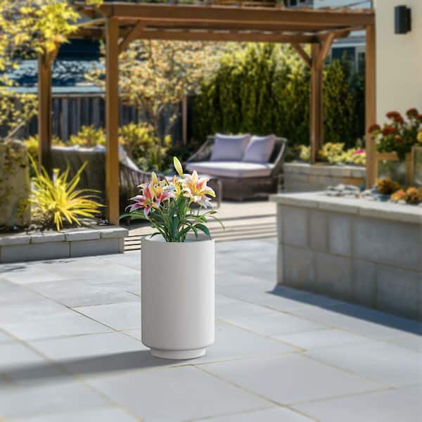 Sapcrete Lightweight 13 in. x 13 in. Crisp White Extra Large Tall Round ...