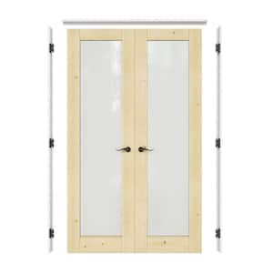 ARK DESIGN 48 in. x 80 in. Universal 3-Lite Frosted Glass Unfinished ...