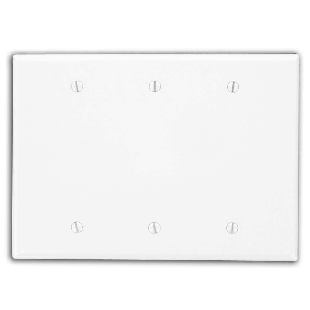 Leviton 3-Gang White Blank Plate Plastic Midway/Midsize Wall Plate (1 ...