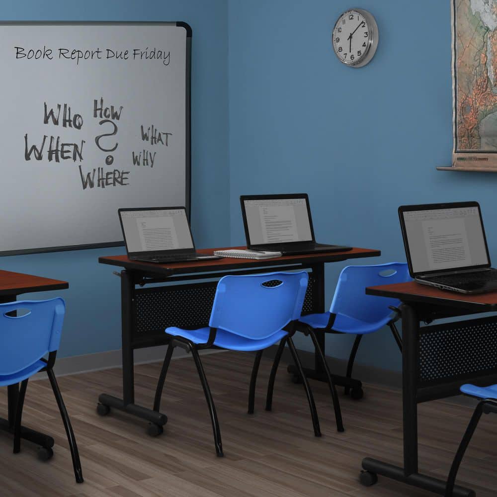 Regency Kobe 48 in x 30 in. Cherry Flip-Top Privacy Nesting Table Desk ...