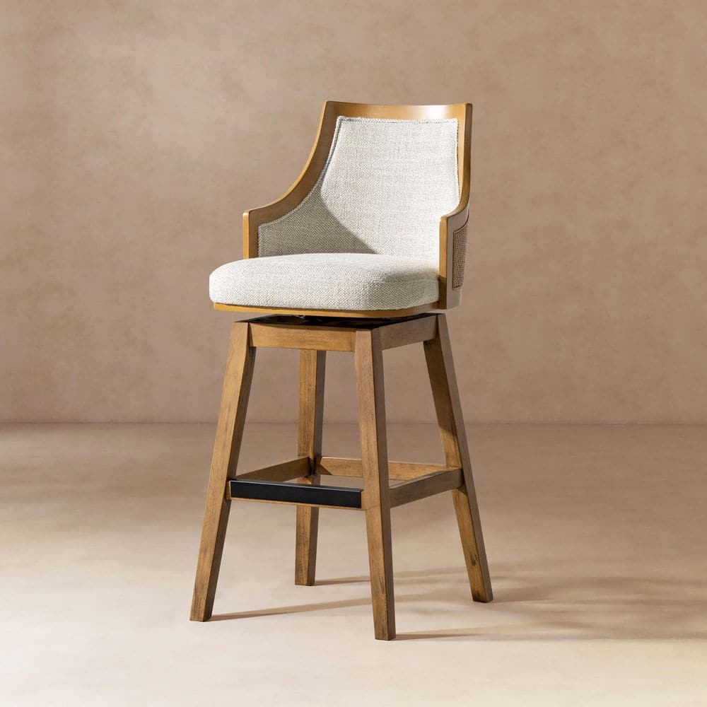 Jennifer Taylor Bahama 42.5 in. Cane Rattan Wood Frame High-Back Swivel ...