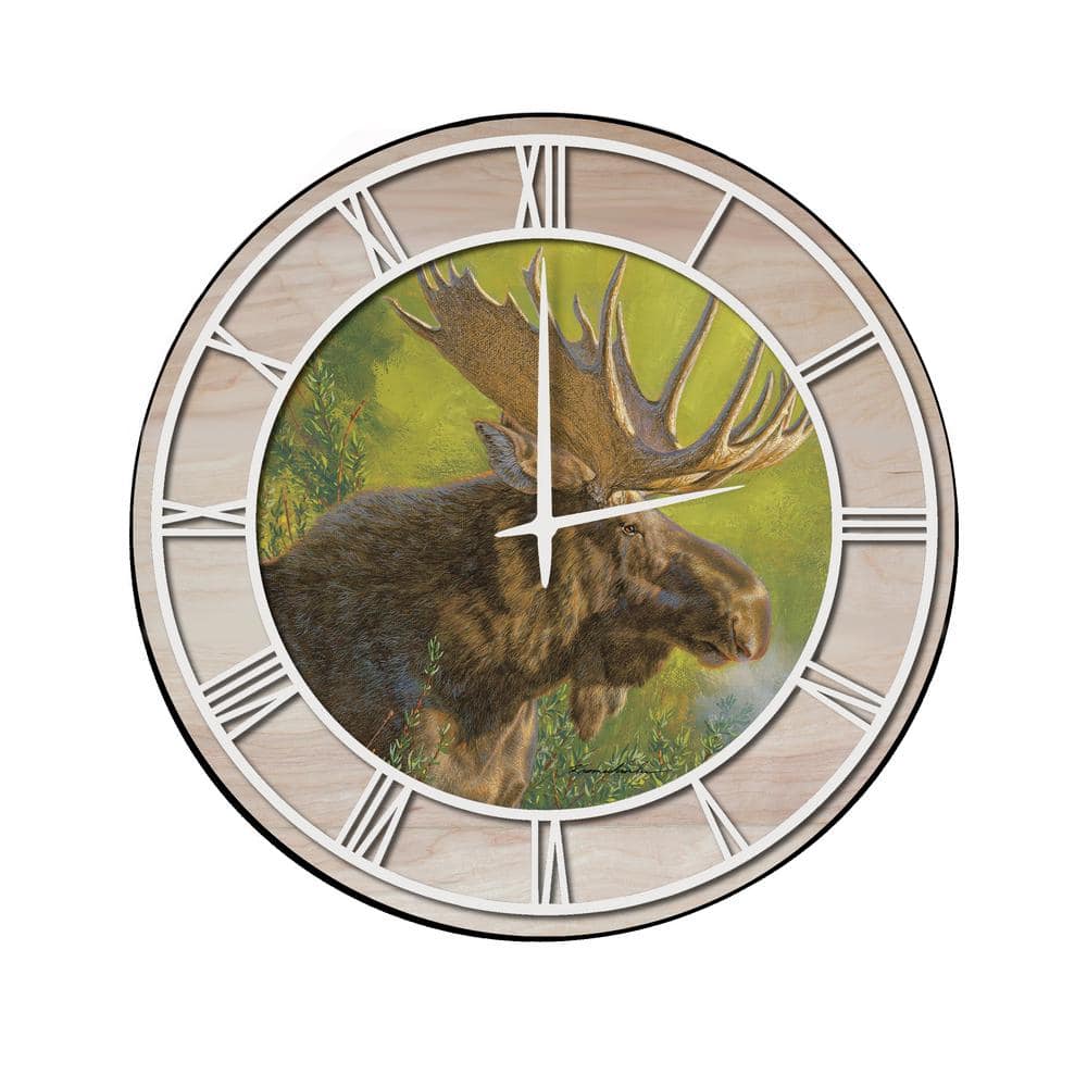 "Crisp Fall Morning Moose" Woodgrain Accent and White Numbers Imaged ...