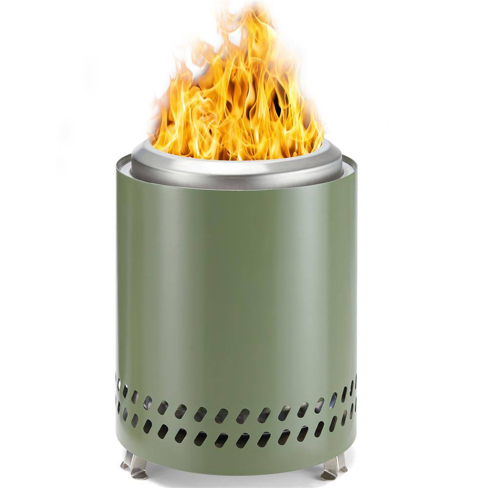 Kahomvis Smokeless Fire Pit 9.6 in. H Outdoor Portable Stainless Steel ...