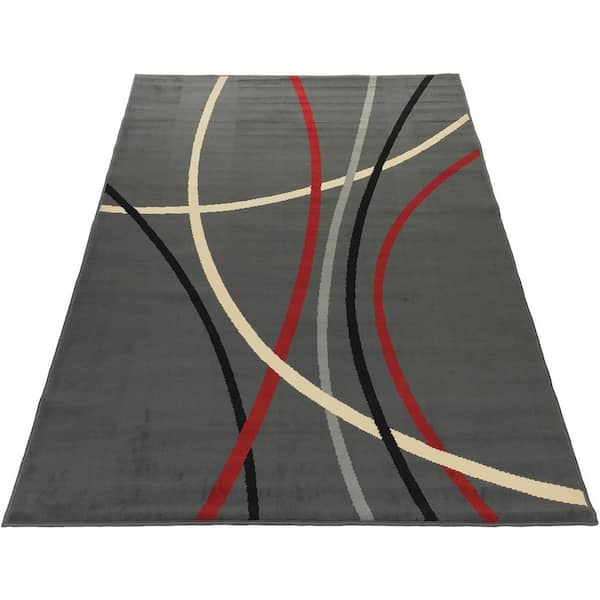 RugStylesOnline Modela Stripes Gray 8 ft. x 10 ft. Classic Braided ...