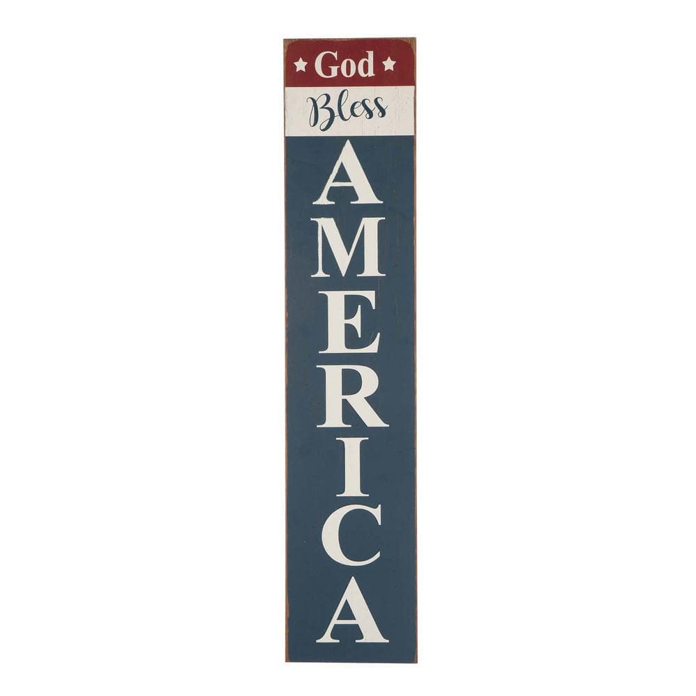 Glitzhome 31.5 in. H Wooden Patriotic Word Sign Wall Decor 2003900001 ...