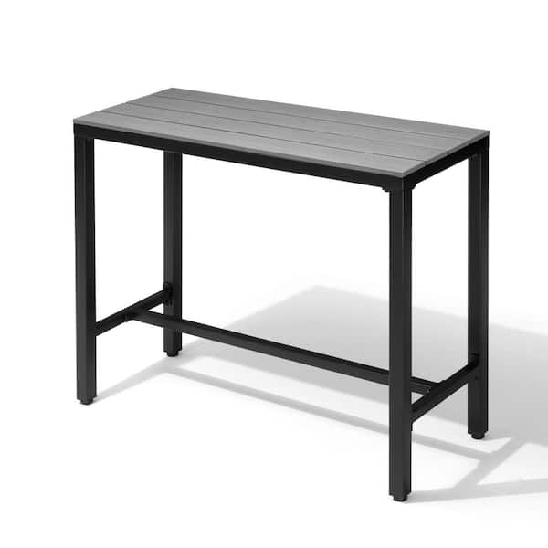 Pellebant 43 in. Patio Outdoor Bar Table Rectangle Pub Table Dining ...
