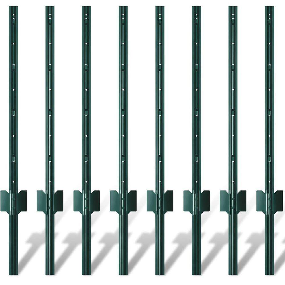 KIWDZFU 3 Feet Green Metal Fence Post U-Shaped Design No-Dig Steel Pack ...