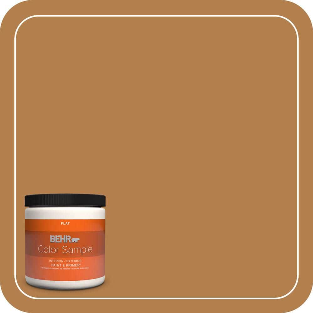 BEHR PREMIUM PLUS 8 oz. #PMD-106 Caramel Sauce Flat Interior/Exterior ...