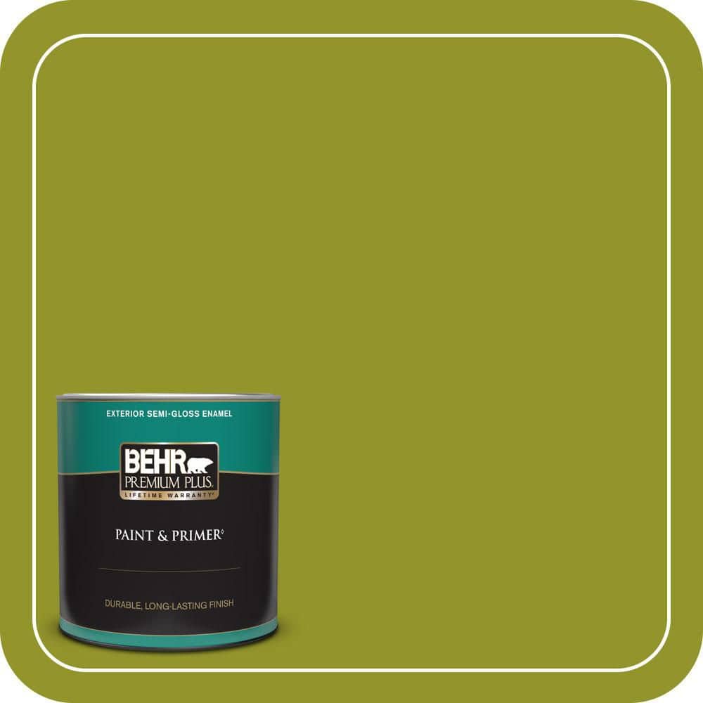 BEHR PREMIUM PLUS 1 qt. #P350-7 Lazy Lizard Semi-Gloss Enamel Exterior ...