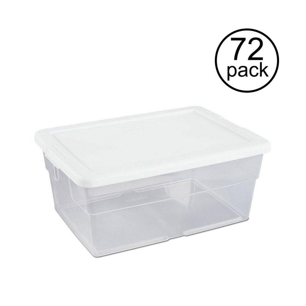 Sterilite 16 qt. Plastic Stacking Storage Container Box w/ Lid in Clear ...