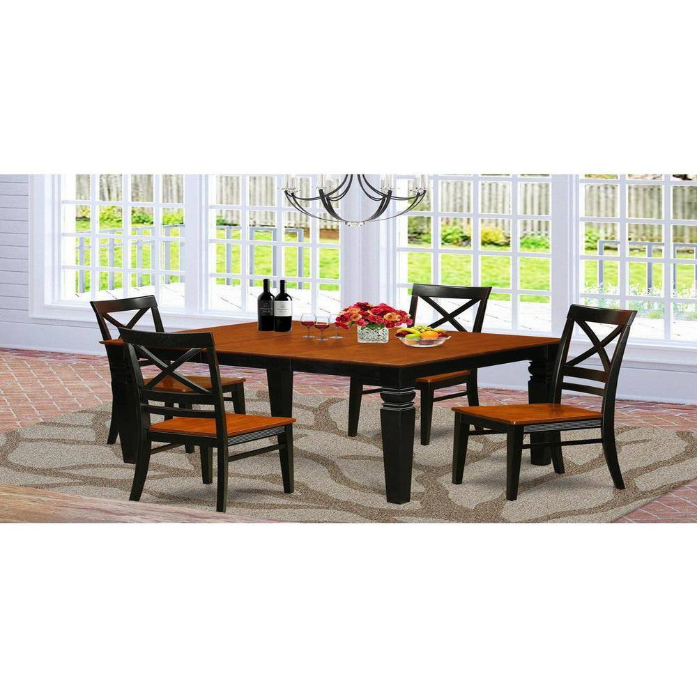 East West Furniture 5-Piece Black and Cherry Finish Solid Wood Top ...