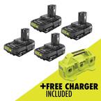 RYOBI ONE+ 18V Lithium-Ion 2.0 Ah Compact Battery (2-Pack) with 6-Port ...