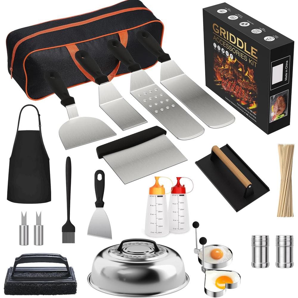 120-Pieces Griddle Kit, Melting Dome, Iron Burger Press, Perfect BBQ ...