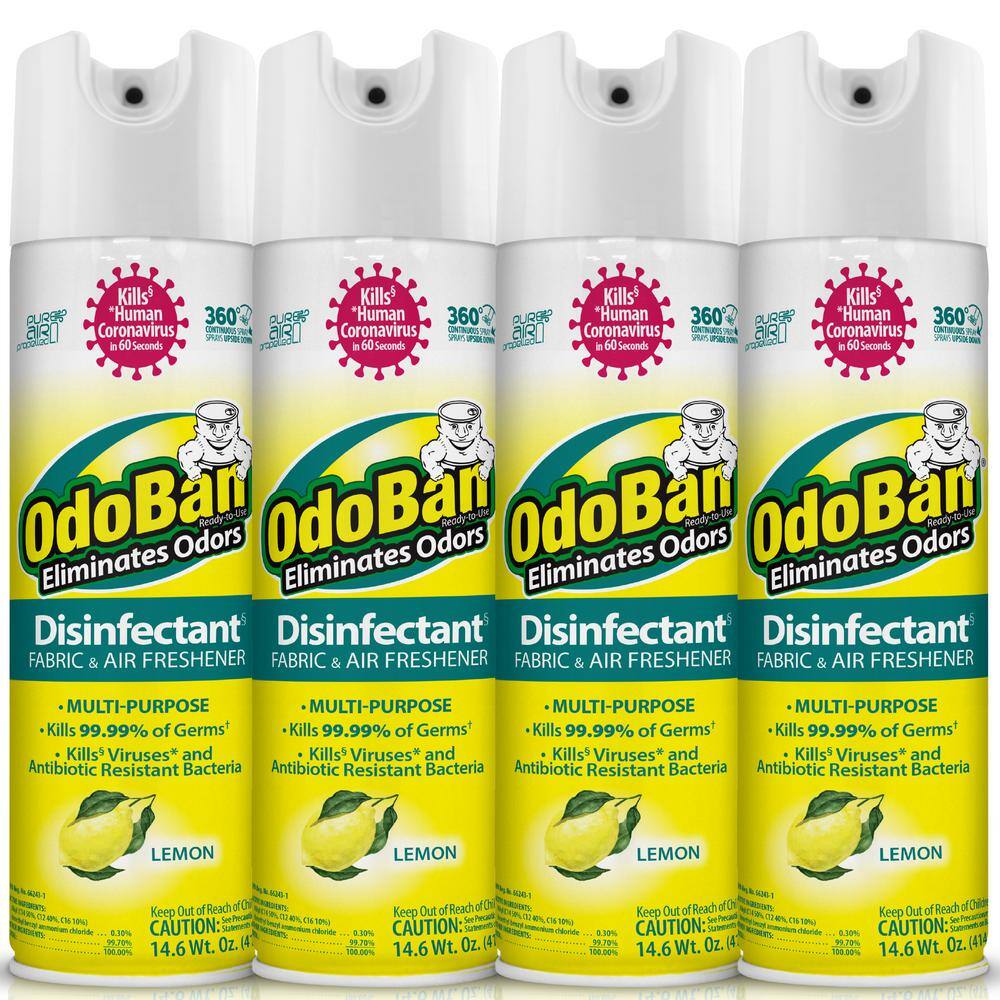 OdoBan 14.6 oz. Lemon Multi-Purpose Disinfectant Spray, Odor Eliminator ...
