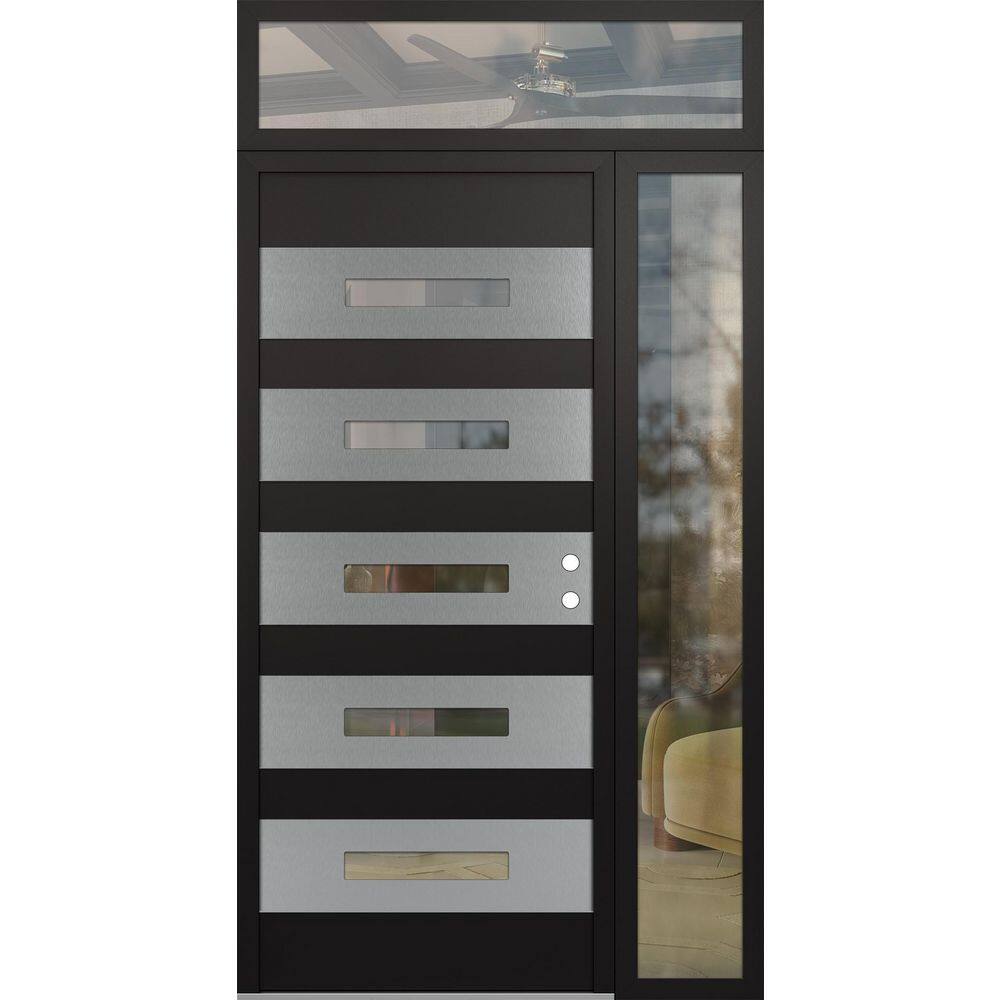 Tessari Doors D9 48 in. x 96 in. Silver P Left-Hand/Inswing Clear Glass ...