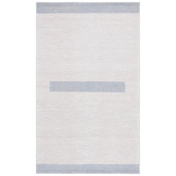 SAFAVIEH Natura 4 ft. x 6 ft. Ivory/Light Blue Geometric Border Area ...