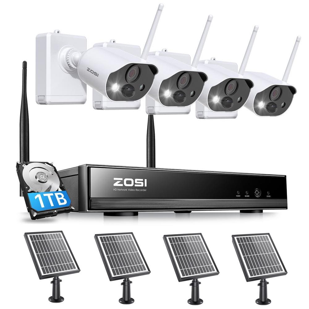 ZOSI 8-Channel 3MP 2K Wi-Fi 1TB Outdoor Security Camera System with 4 ...