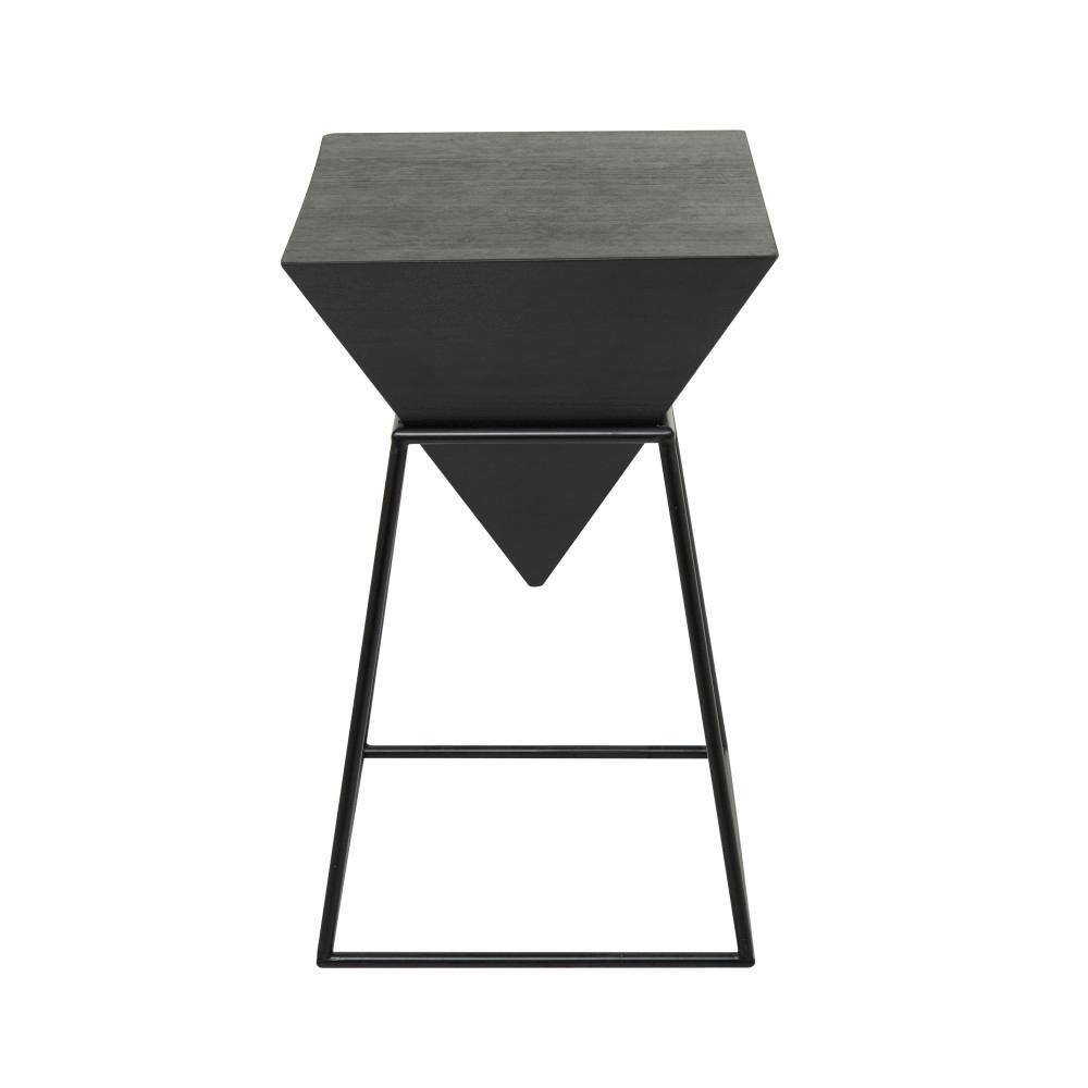Litton Lane 14 in. Black Inverted Pyramid Geometric Large Triangle Wood ...