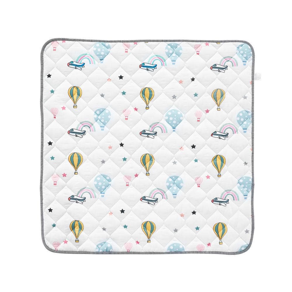 SKYSHALO White 2 ft. x 2 ft. Baby Play Mat, 50 x 50 in. Baby Crawling ...