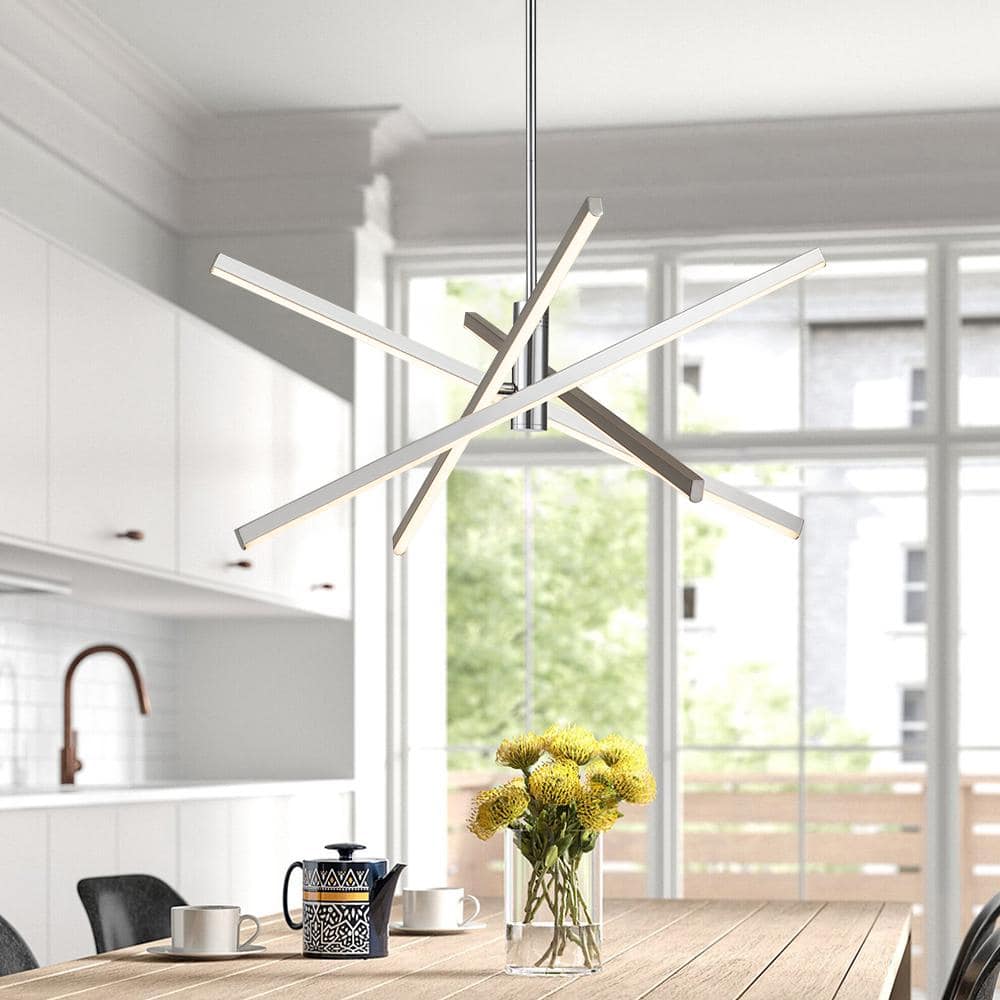 Rennnsan Bryan 4-Light Dimmable Integrated LED Chrome Sputnik Modern ...