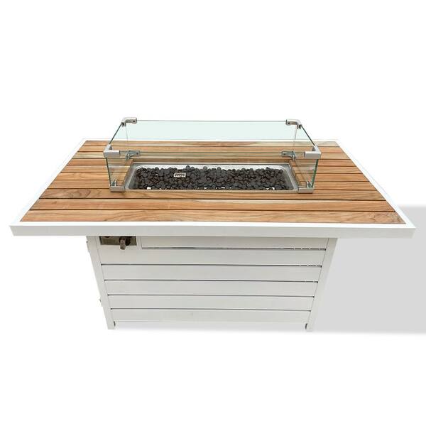 HiGreen Outdoor Denver 47 in. x 25 in. Rectangle Aluminum Teak Propane ...