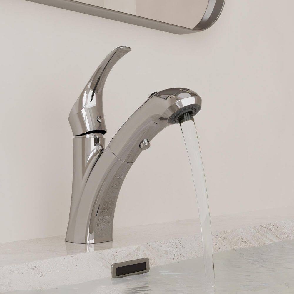 YAWWALK 1-Handle Pull-Down Single Hole Bathroom Sink Faucet 1.2 GPM ...