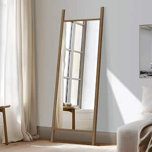 Dovelina 21 in. W x 64 in. H Arched Wooden Charcoal Framed Floor Mirror ...