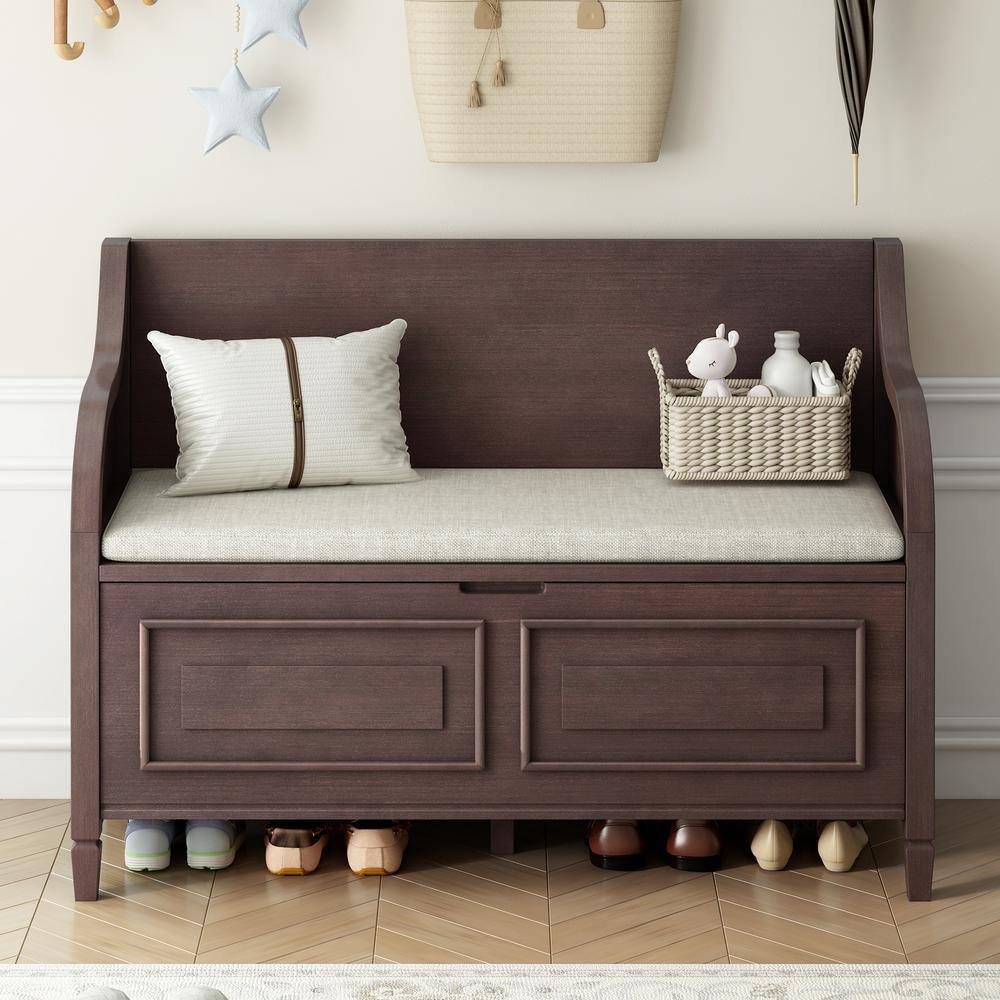 Boosicavelly 30 in. H x 42 in. W Espresso MDF Shoe Storage Bench ...