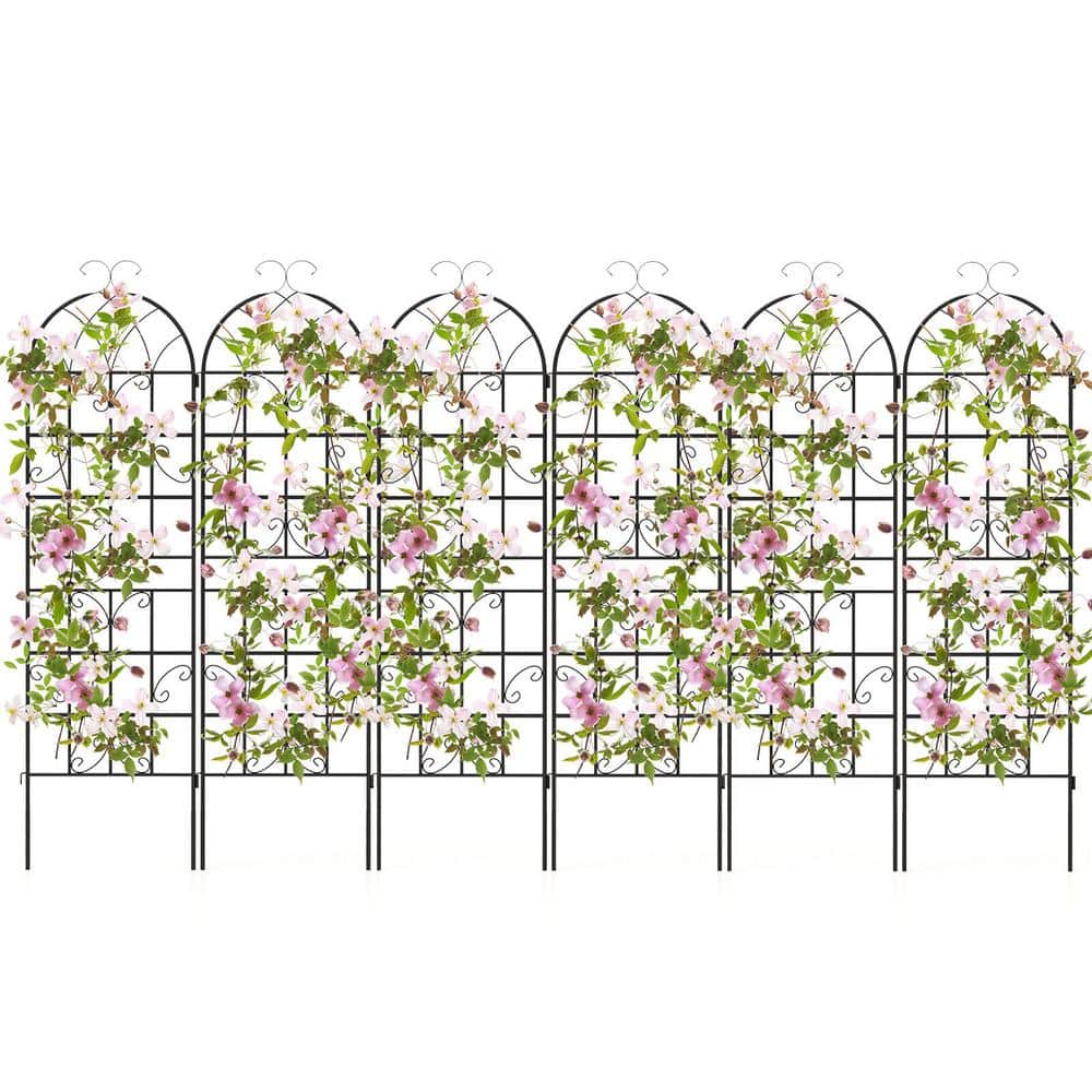 Gymax 71 in. Tall Metal Garden Trellis for Climbing Plants 6-Pack Fence ...