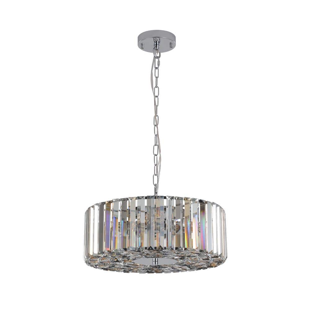 Tatahance 60-Watt 4-Light Transparent Pendant Light with Round Crystal ...