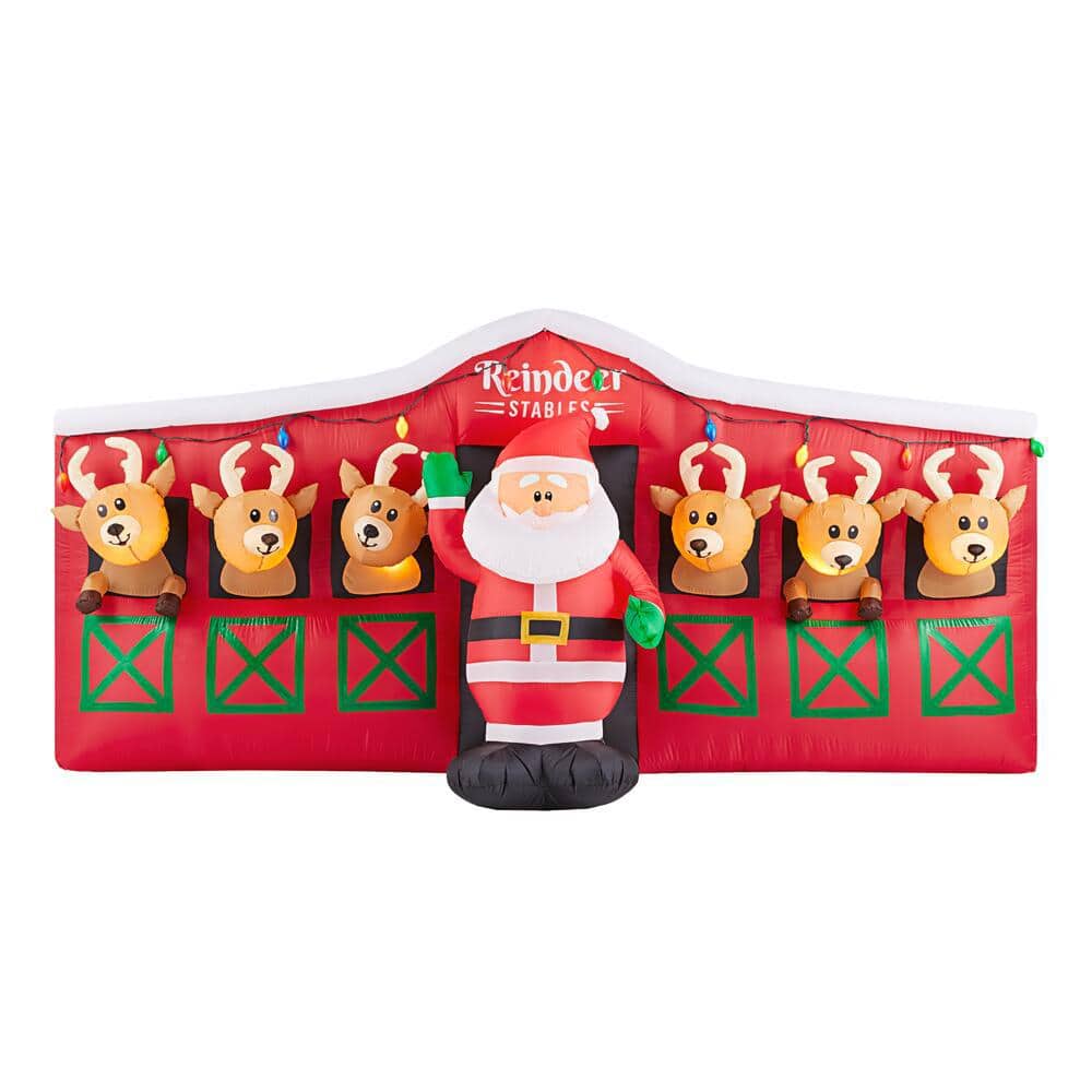 Home Accents Holiday 9 ft Giant-Sized LED Inflatable Santa's Stable ...