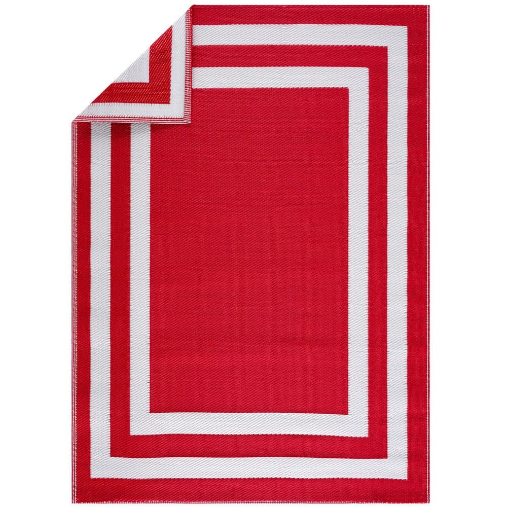 PLAYA RUG Paris Red White 6 ft. x 9 ft. Reversible Recycled Plastic ...